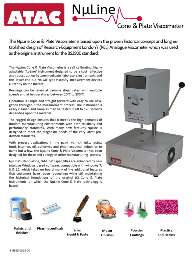 ATAC Nuline Cone Plate Viscometer Data Sheet Rev 05 150519 | PDF