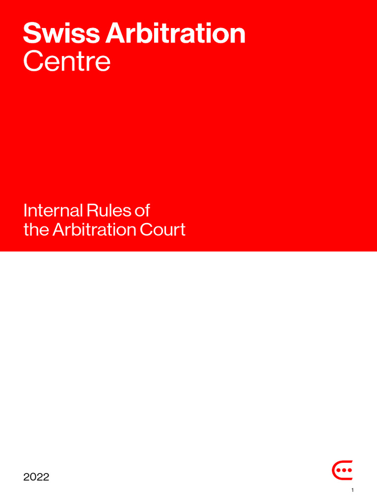 Internal Rules of Swiss Arbitration Court | PDF | Arbitral Tribunal ...