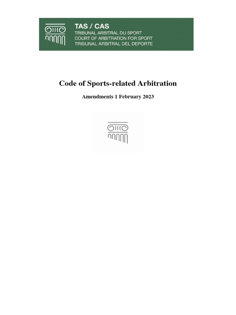CAS Code 2023 Amendments 01.02.23 | PDF | Mediation | Arbitration