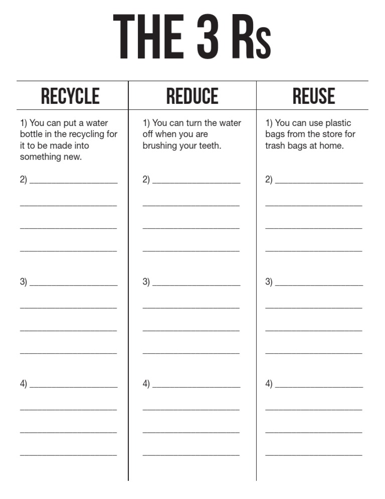 Three Rs Worksheet | PDF