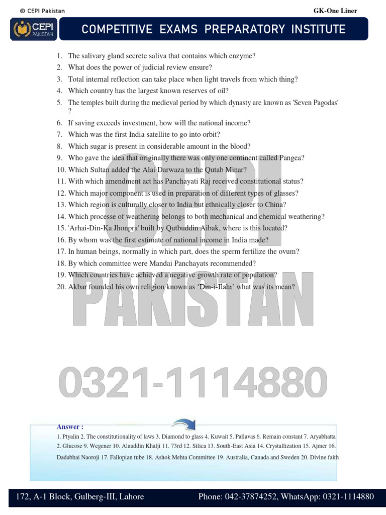 Simple GK Questions Guide Part 3 | PDF | Pakistan