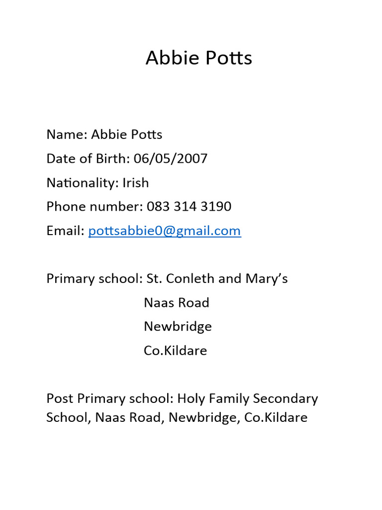 CV Abbie Potts | PDF