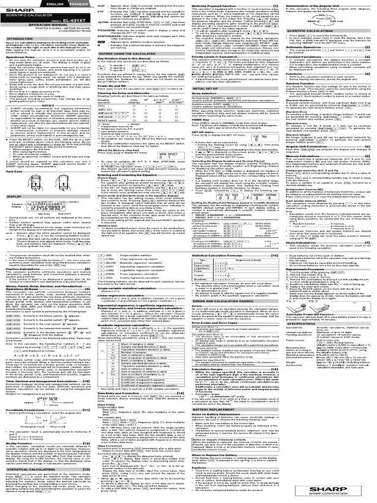Sharp Calculator | PDF