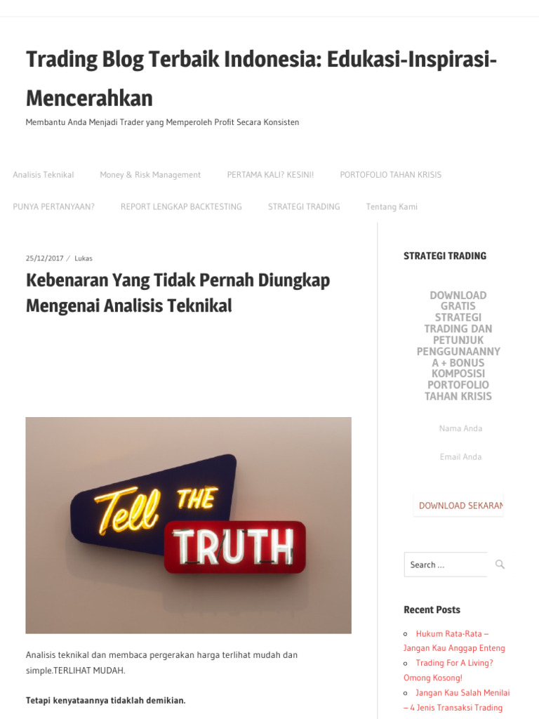 Kebenaran Yang Tidak Pernah Diungkap Mengenai Analisis Teknikal