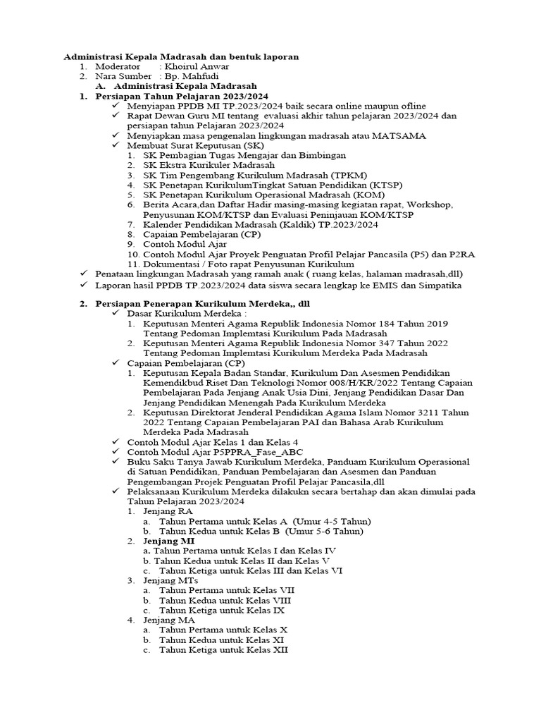 1.materi Administrasi Kamad & Laporan | PDF | Karier & Perkembangan