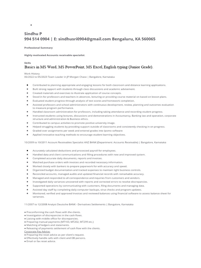 AR Resume | PDF | Teaching Method | Business