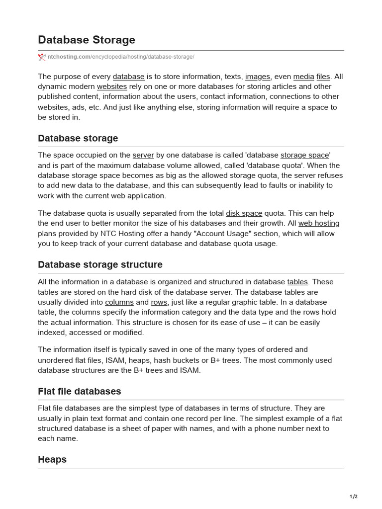 Database Storage | PDF | Databases | Database Index