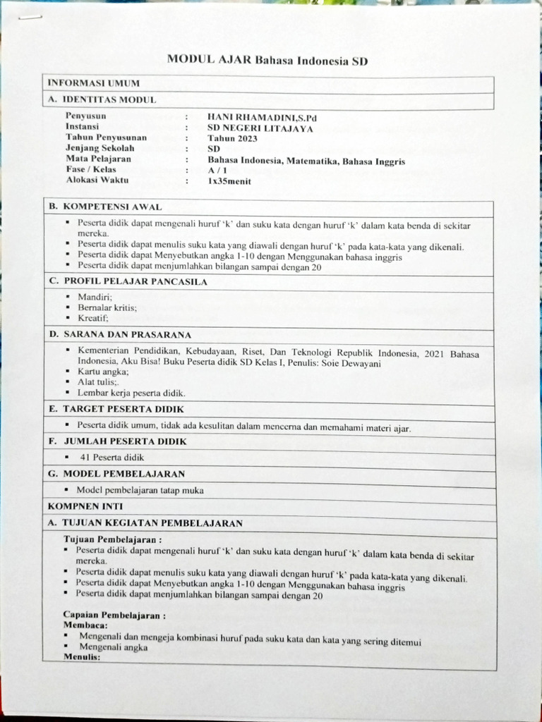 Modul Ajar Besok | PDF