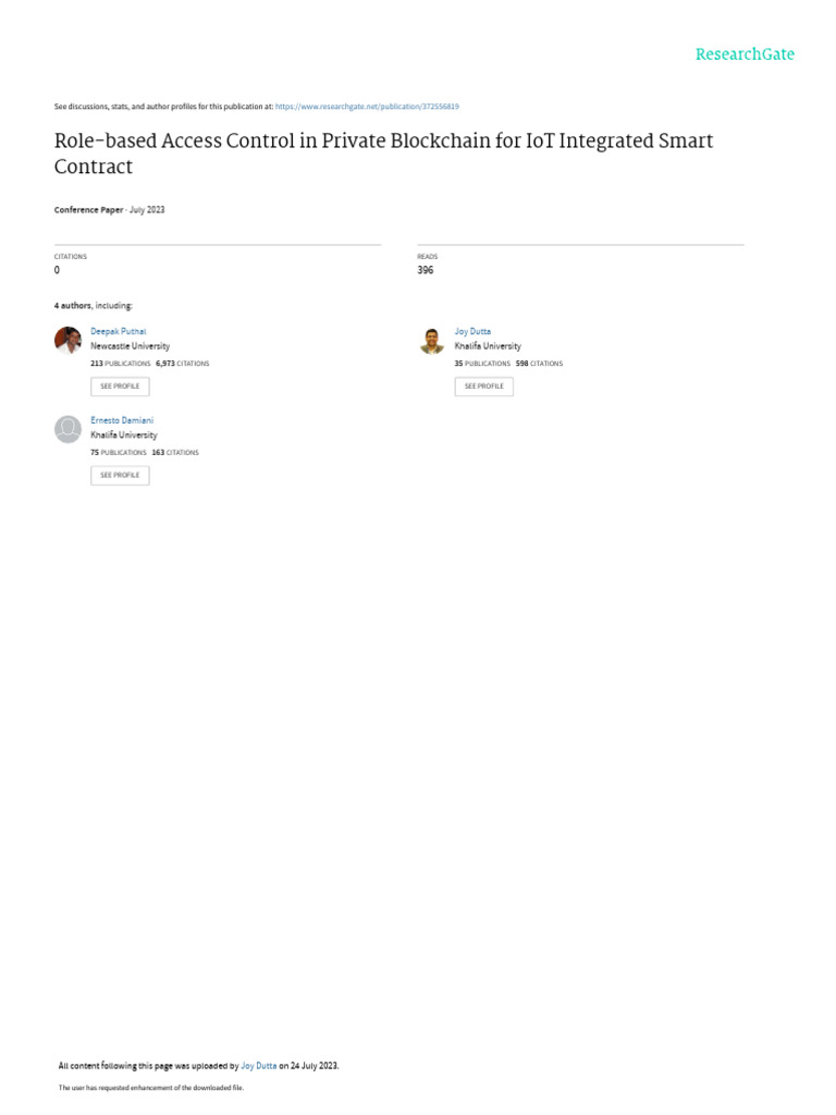 Role Based Access Control In Private Blockchain For Iot Integrated 7473