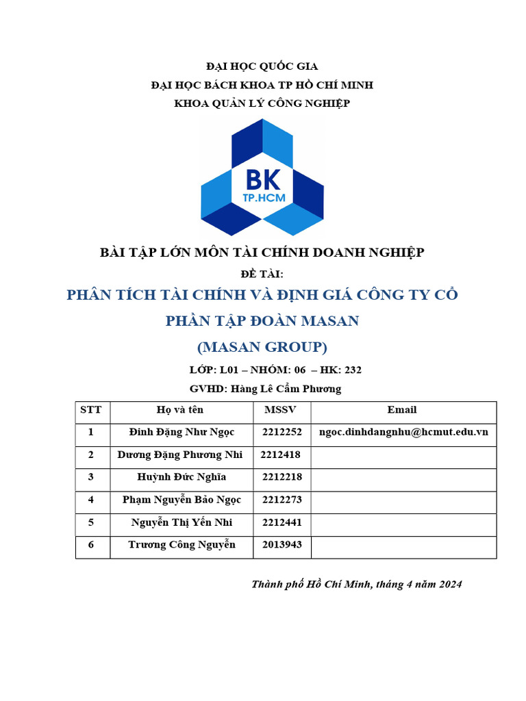 BTL TCDN - l01 - Nhóm 06 - Masan Group | PDF