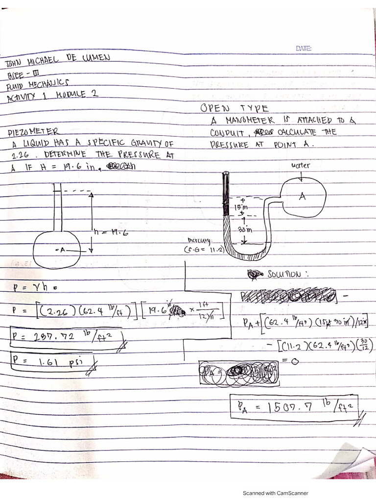 Fluidmechanics Activity1module2 | PDF