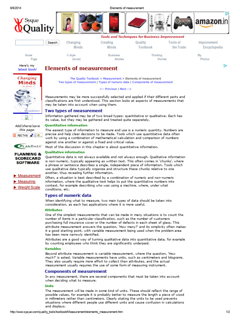 Elements of Measurement | PDF | Measurement | Quantitative Research