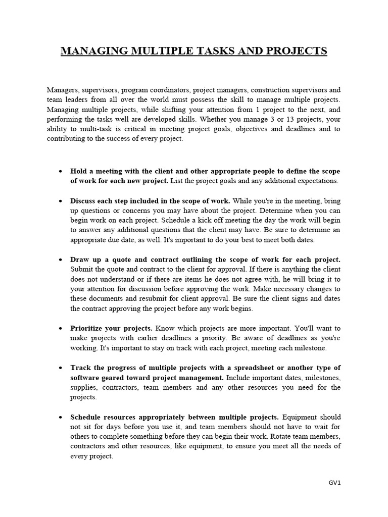 MANAGING MULTIPLE TASKS AND PROJECTS, Asclkmnkcl | PDF | Attention