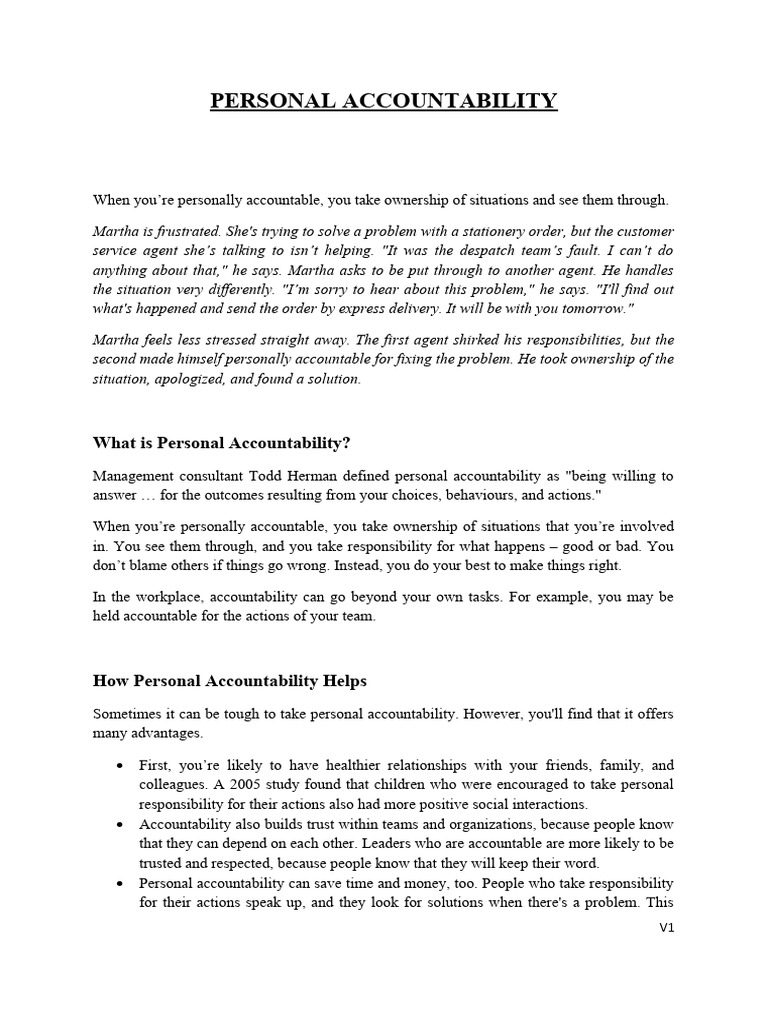 PERSONAL ACCOUNTABILITY, Asclkmnkcl | PDF | Procrastination ...