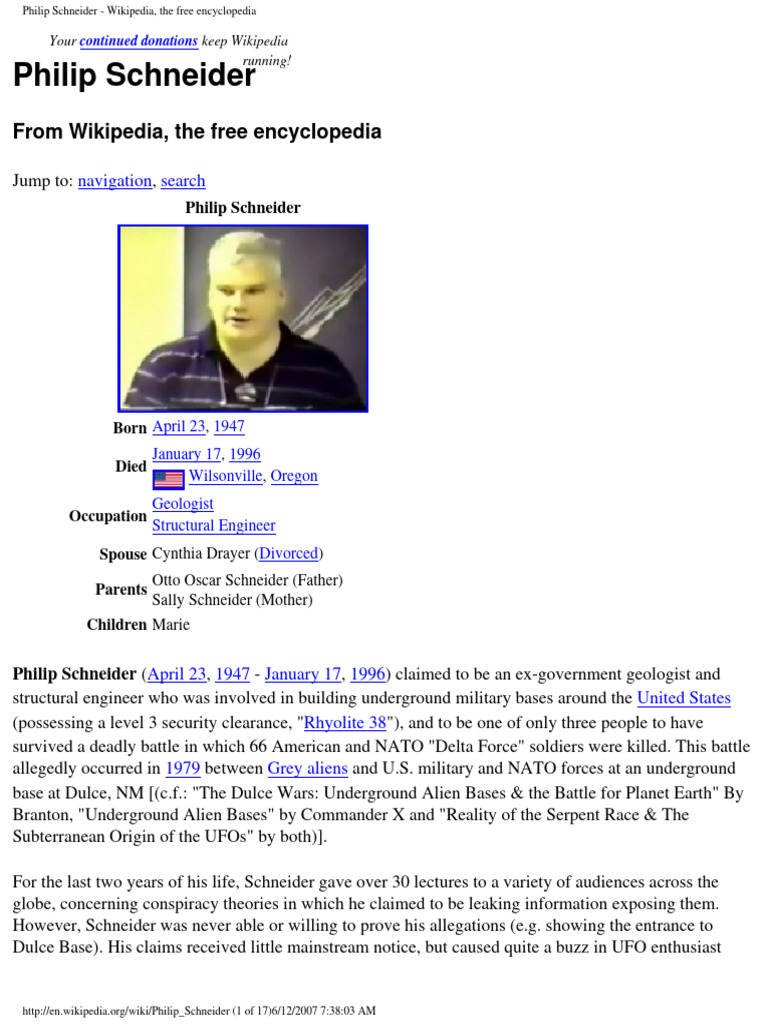 Philip Schneider Wikipedia The Free Encyclopedia | PDF | Ufology ...