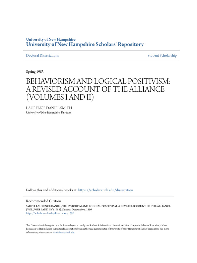 7.1smith, L.D. (1986) - Behaviorism and Logical Positivism ...