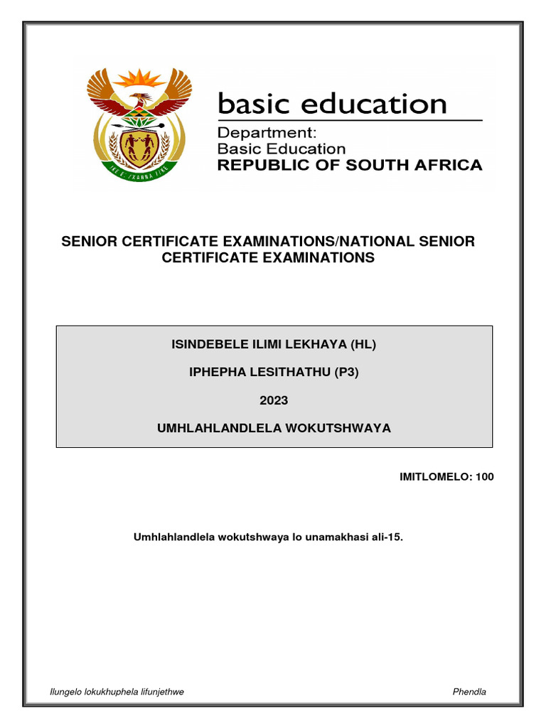 .trashed-1721640180-IsiNdebele HL P3 May-June 2023 MG | PDF