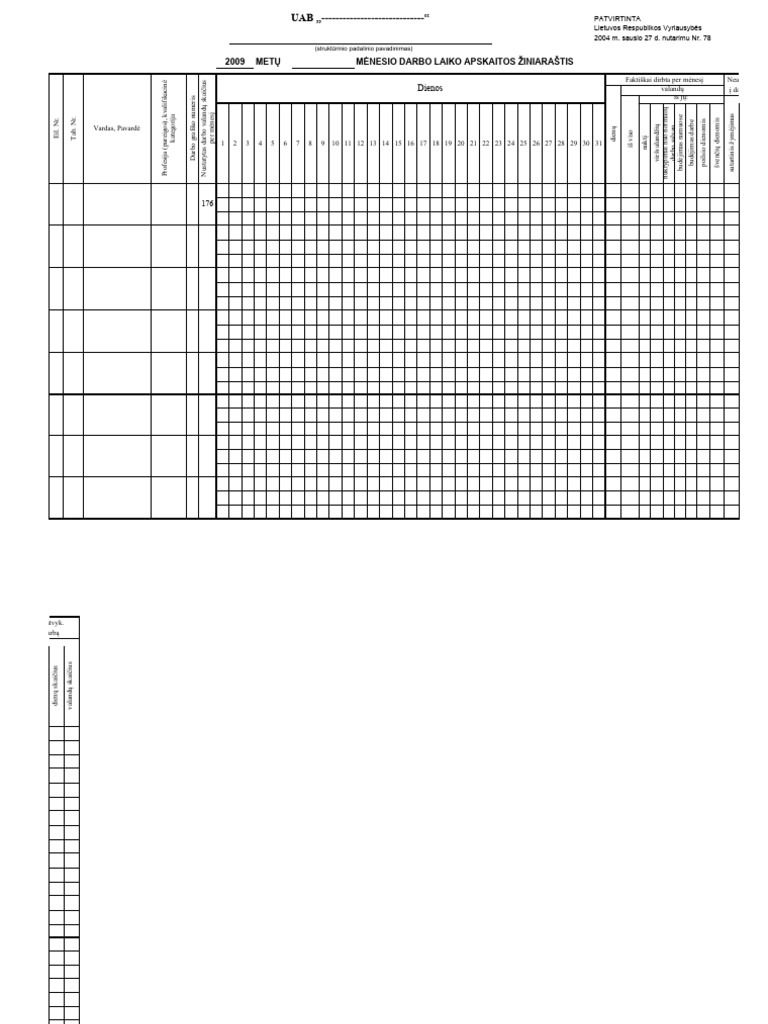 Darbo Laiko Apskaitos Zin. | PDF