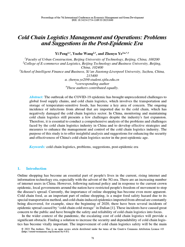 Cold Chain Logistics Challenges China | PDF | Logistics | Warehouse