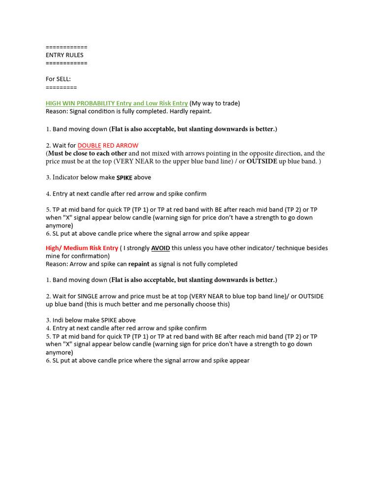 Important READ - SOP Trade SETTINGS - Entry, SL and TP Rules | PDF | Investing | Economies