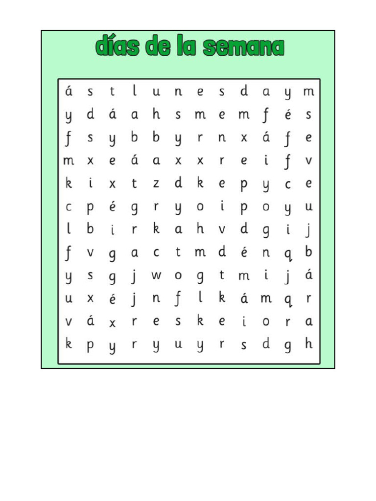 Sopa de Letras Dias de La Semana | PDF