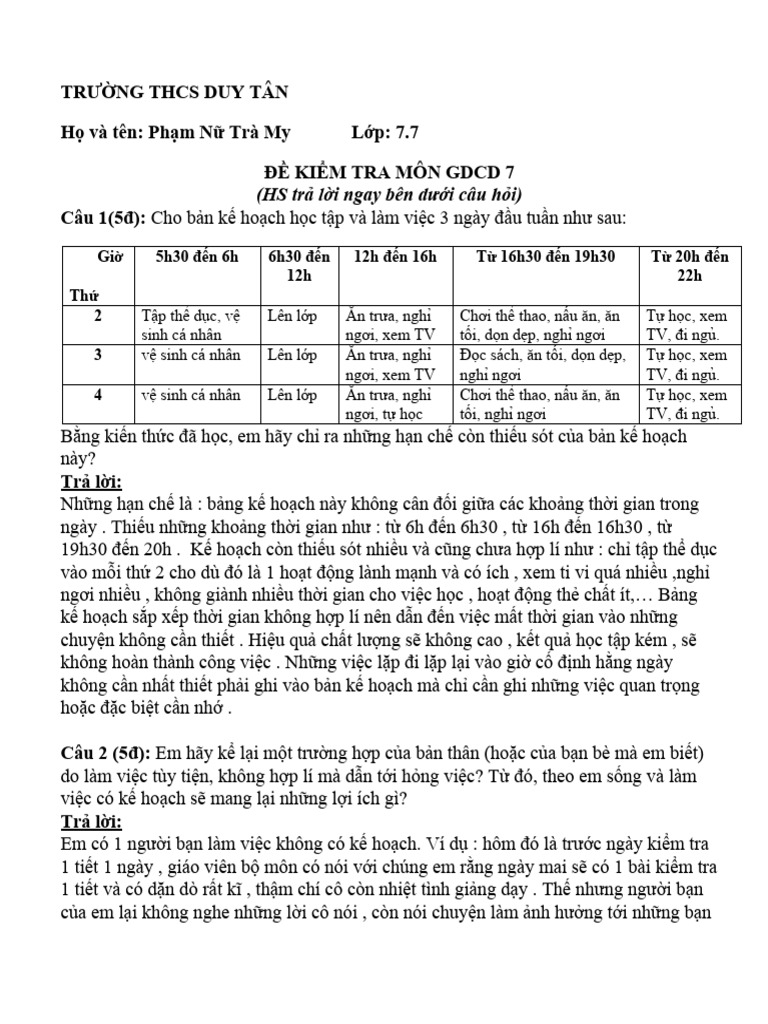 Ktra miệng GDCD | PDF