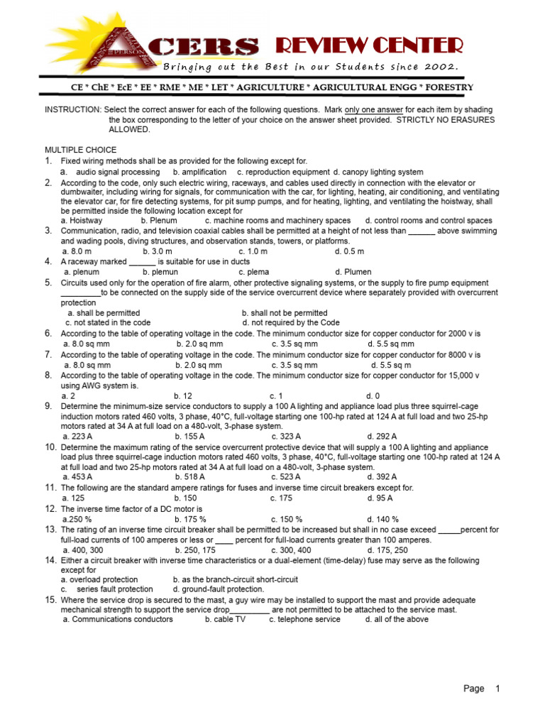 PEC Practice Exam - Feb19 | PDF | Insulator (Electricity) | Electrical ...