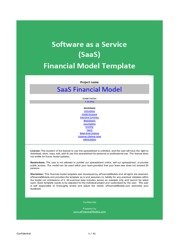 eFinancialModels - SaaS Model - V7 2 Pro - PDF DEMO | PDF | Internal ...