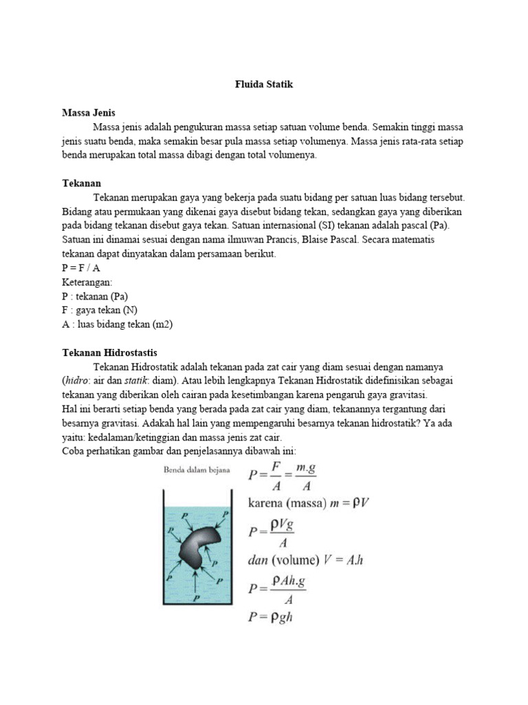 Bahan Ajar Fluida Statik | PDF