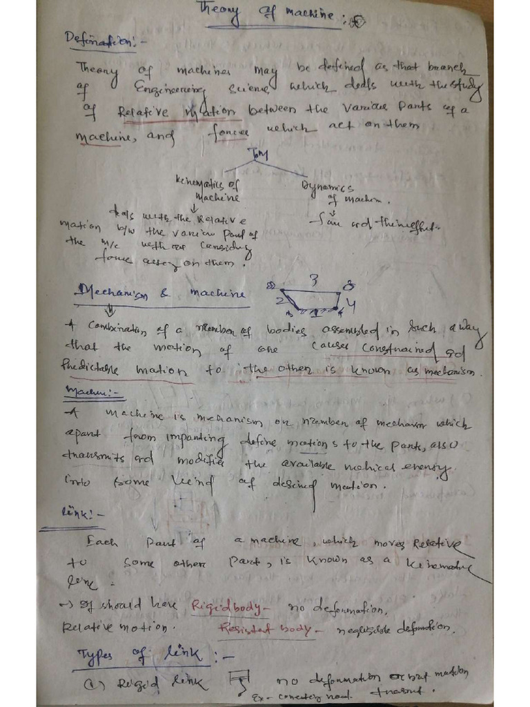 Theory of Machine Hand Written Notes by Manoj Sir | PDF
