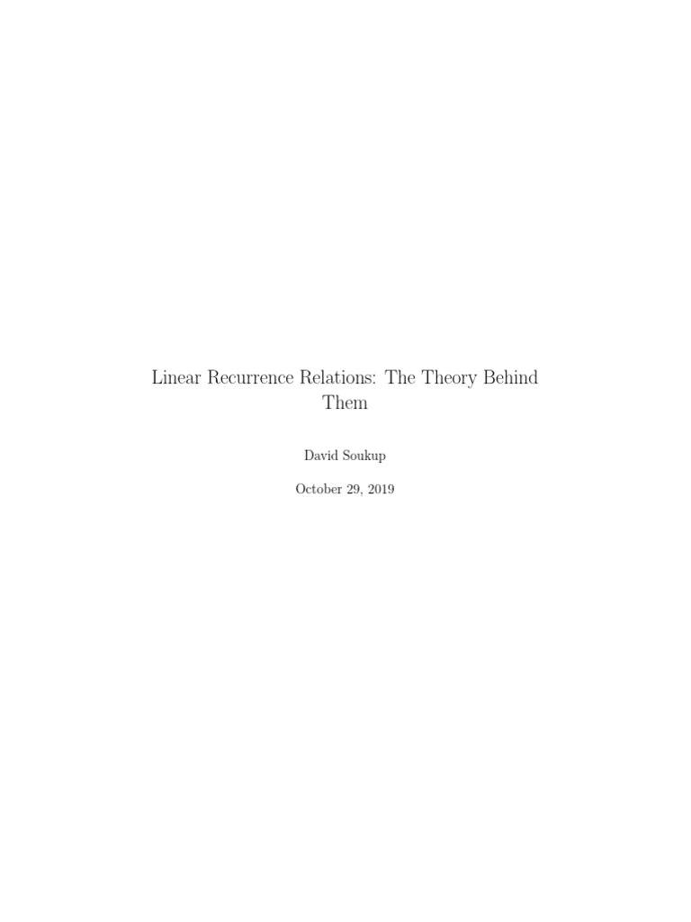 Linear Recurrence Relations Pdf Eigenvalues And Eigenvectors Recurrence Relation 3297