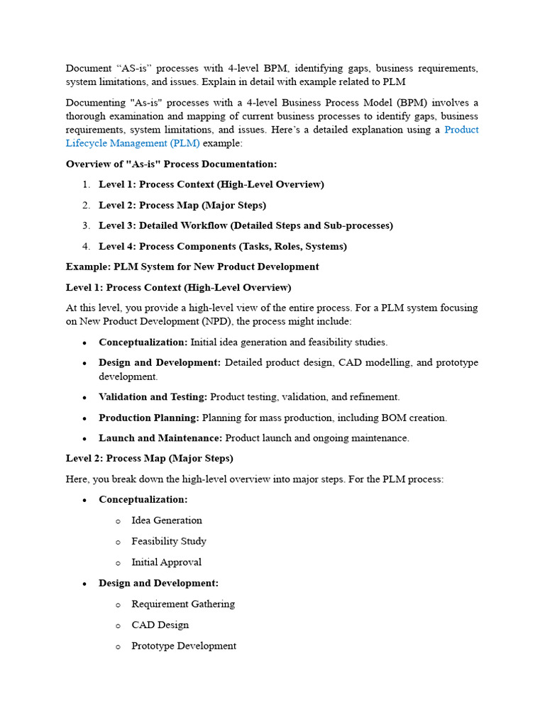 As-Is Processes With A 4-Level BPM | PDF | Product Lifecycle | Business ...