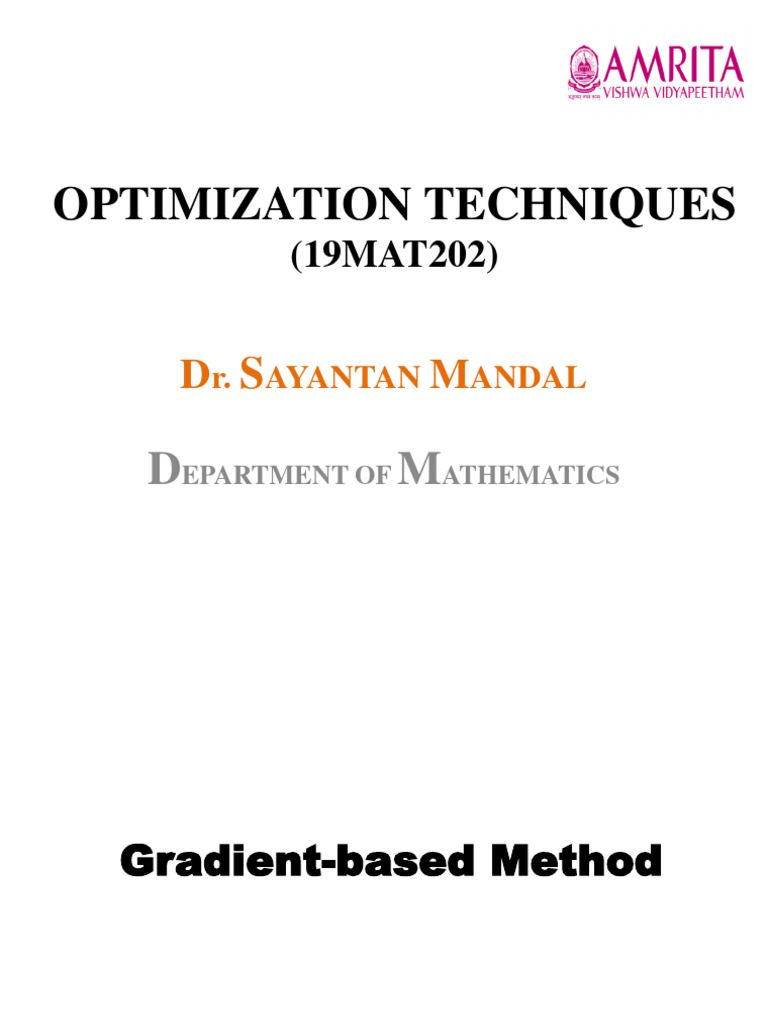 Optimization PPT - Part-2 | PDF | Gradient | Mathematical Optimization