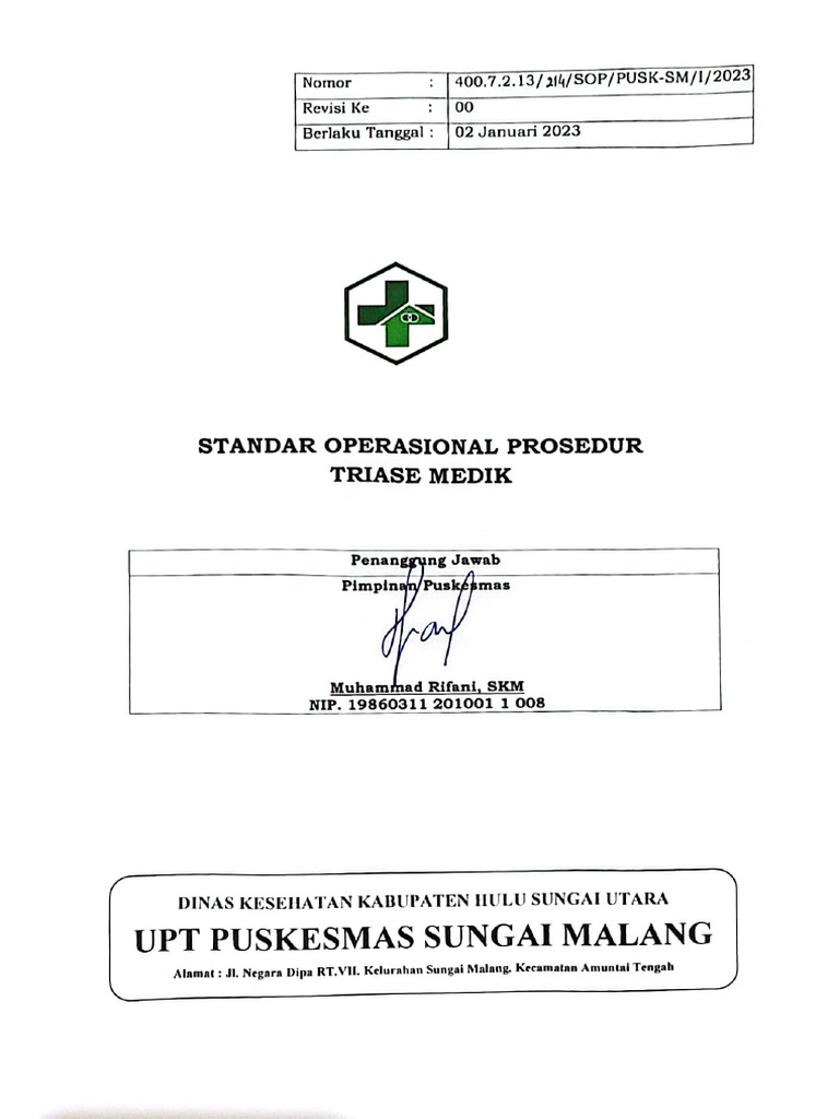SOP Triase Medik | PDF