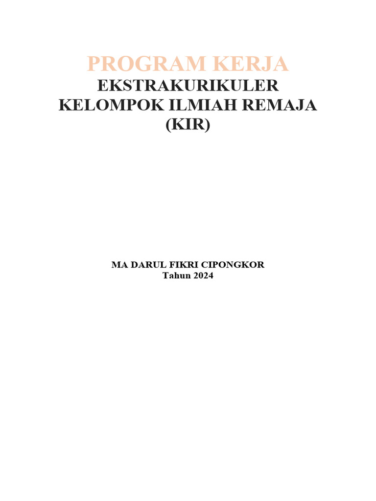Program KIR MA Darul Fikri 2024 | PDF | Ilmu Sosial | Seni
