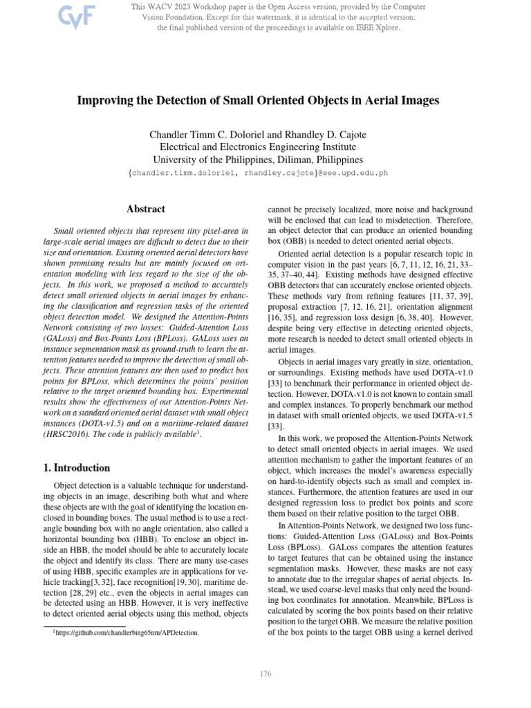 Doloriel Improving The Detection of Small Oriented Objects in Aerial Images WACVW 2023 Paper ...