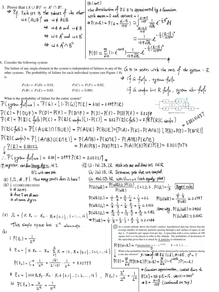 Probability & Stochastic Process - Cheating Sheet | PDF