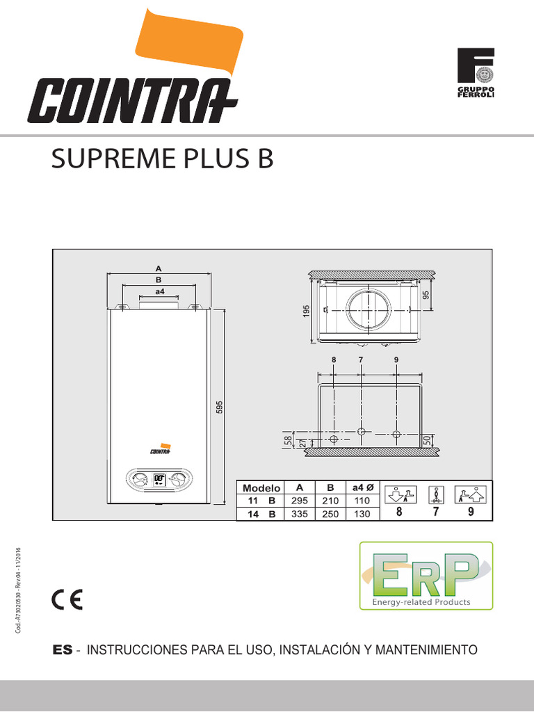 manual-instrucciones-calentadores-a-gas-supreme-plus-b-cointra | PDF