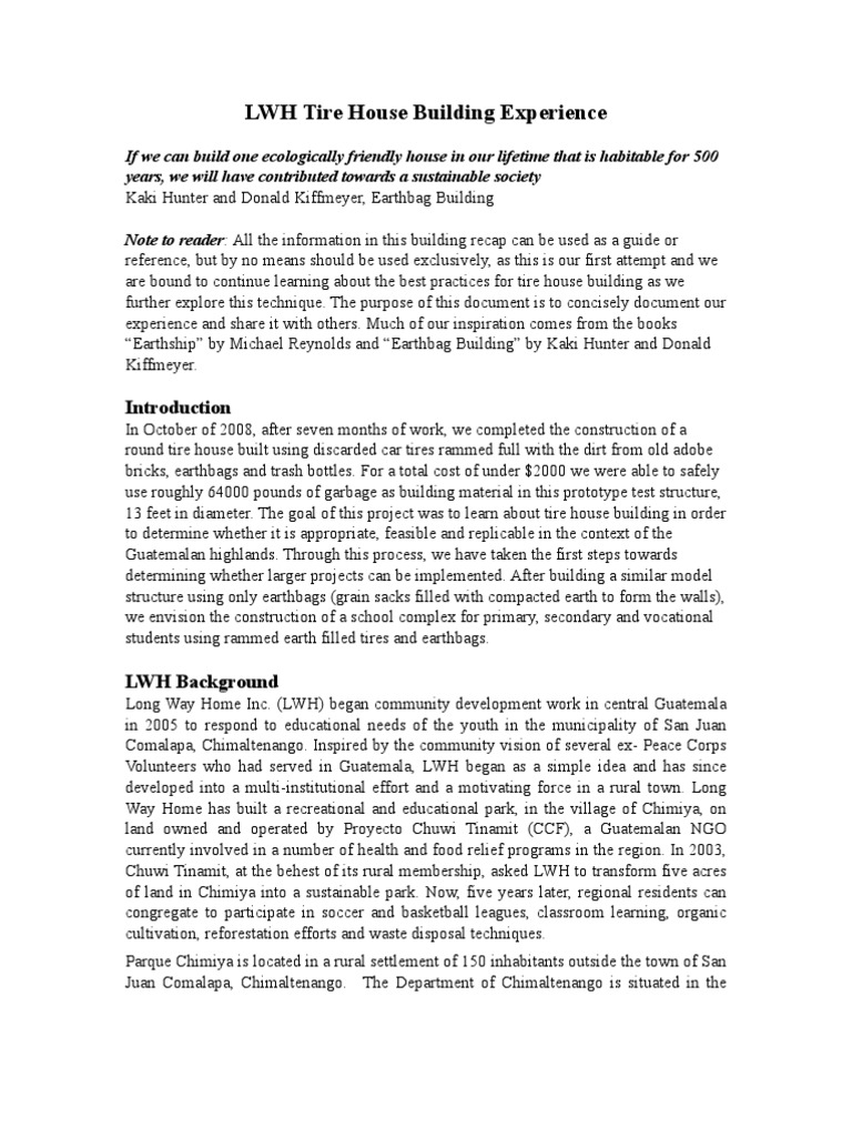 Tire House Building Guide for Sustainability | PDF | Tire | Building ...