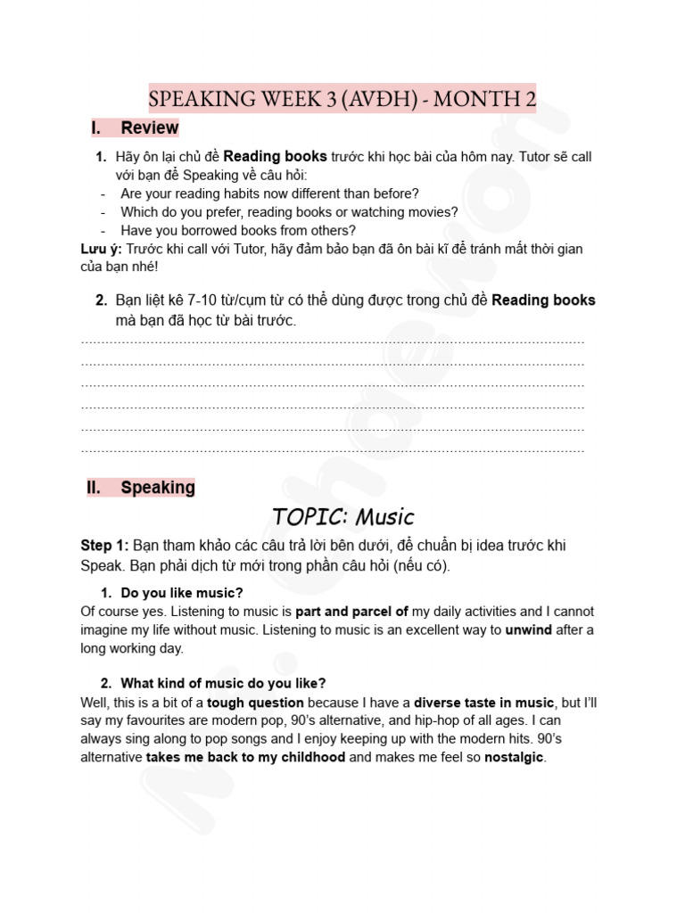 Speaking Week 3 (Avđh) - Month 2 | PDF