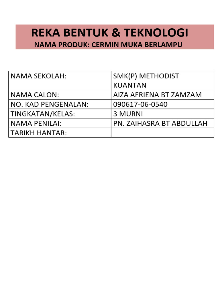 Contoh Laporan Projek RBT Tingkatan 3 2023 | PDF