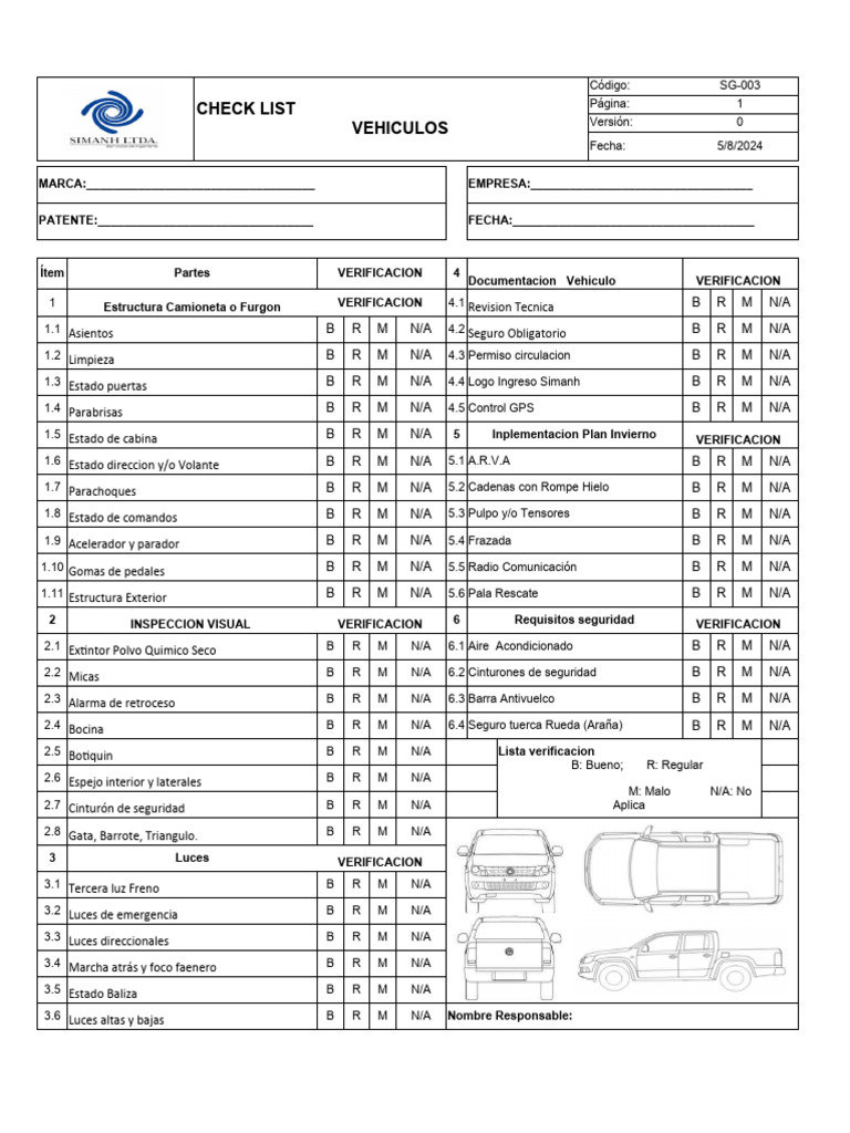 CHECK LIST Vehiculos | PDF | Industria automotriz | Carros deportivos