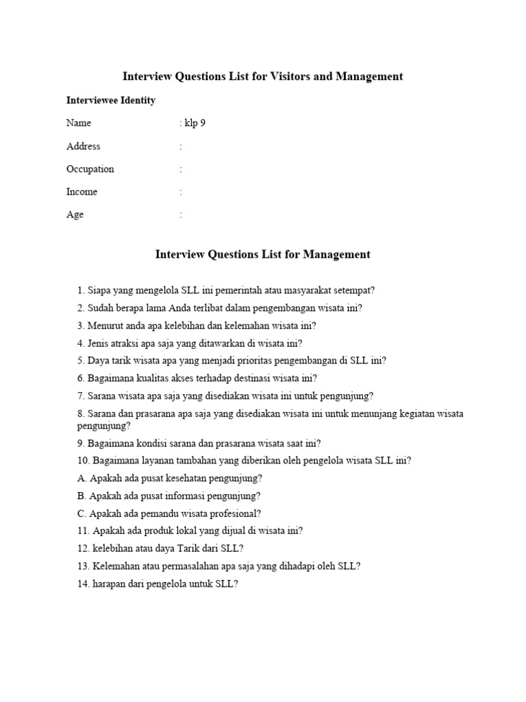 Interview Visitors SLL | PDF