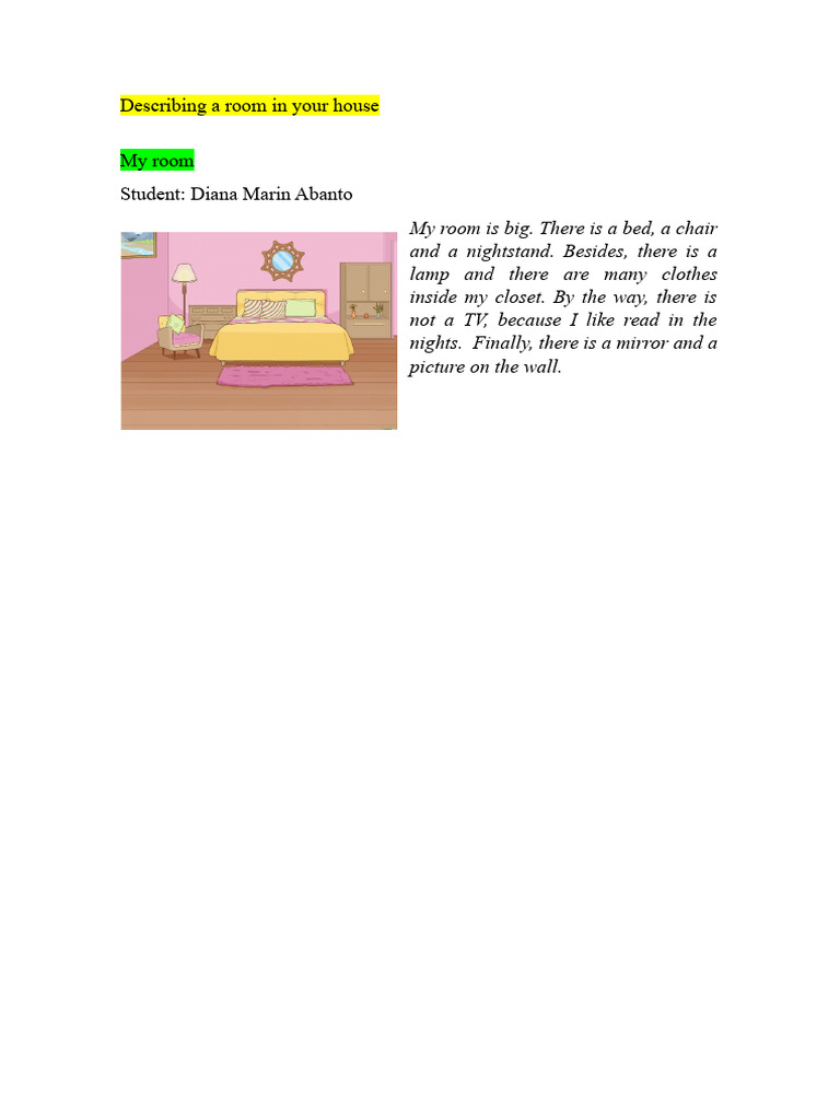 My Room Description by Diana Marin | PDF