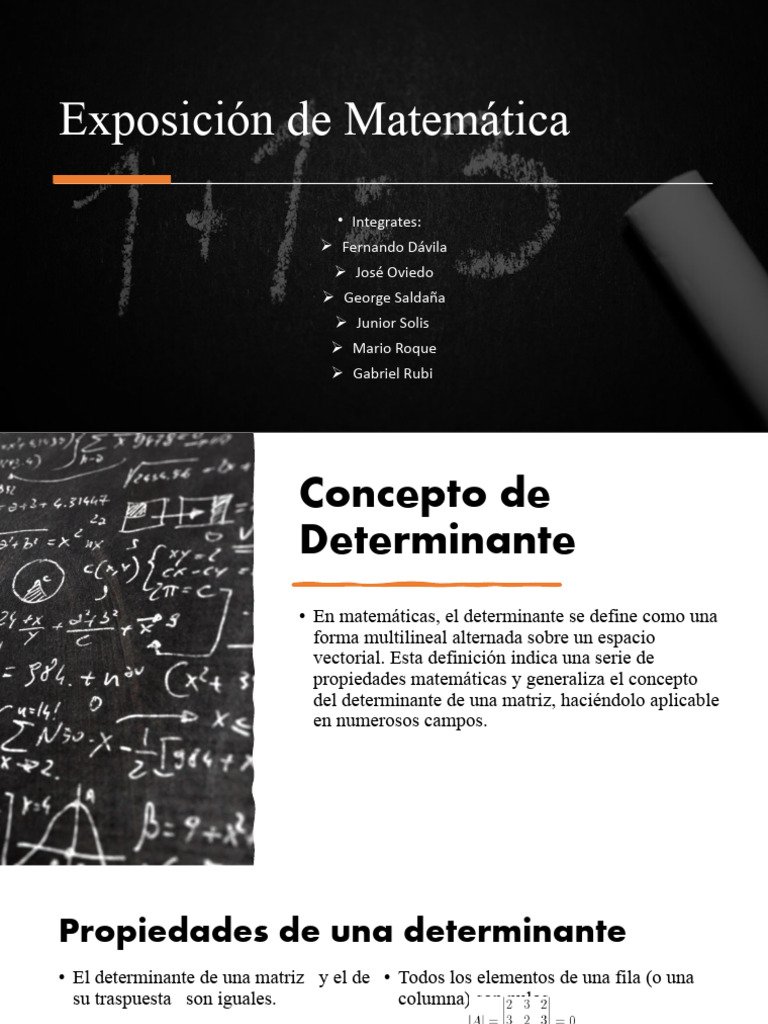 Exposición de Matemática | PDF | Determinante | Matriz (Matemáticas)