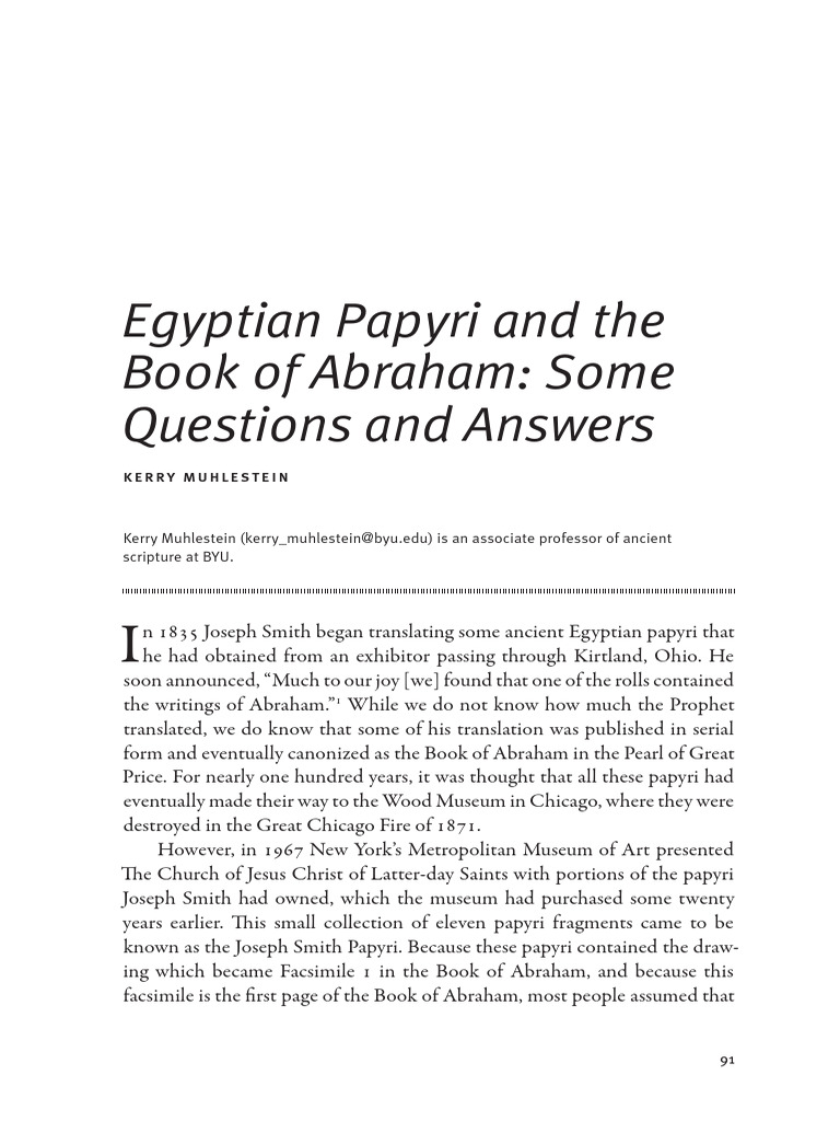 Book of Abraham and Egyptian Papyri | PDF | Mormonism | Latter Day ...