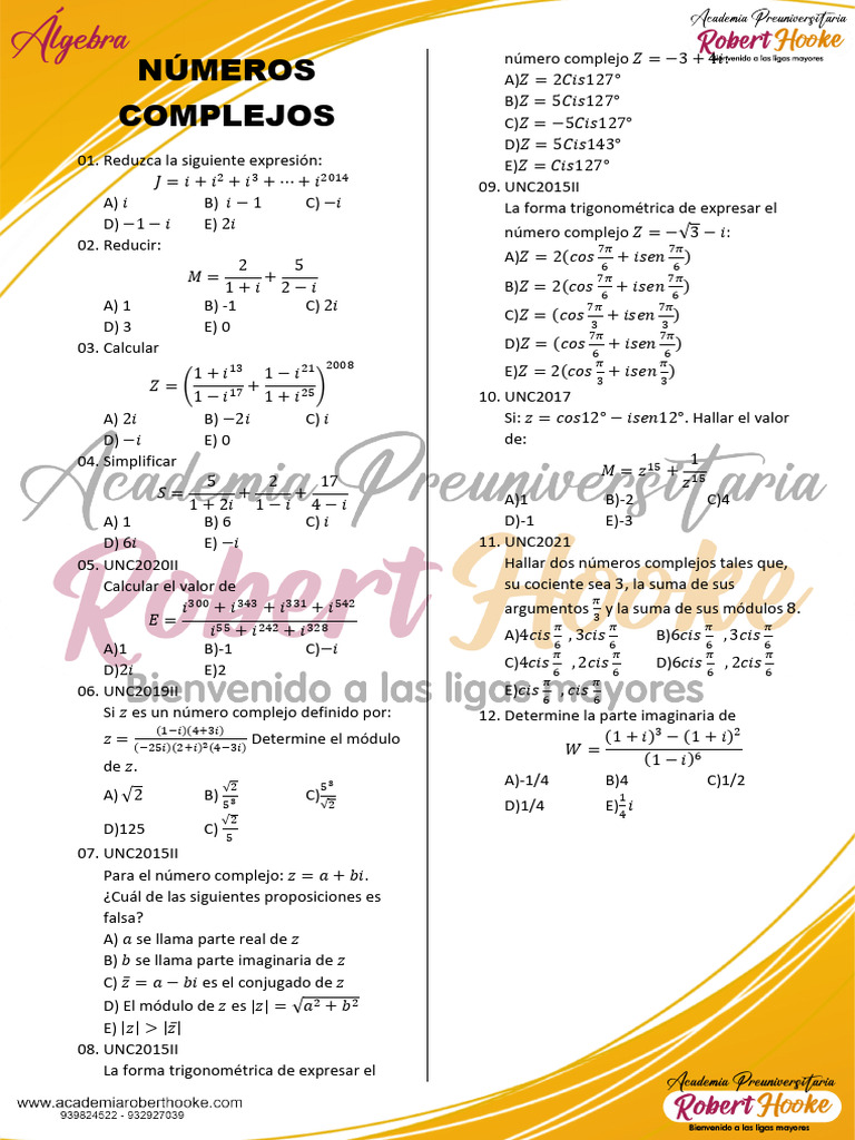 Números Complejos | PDF | Número complejo | Notación Matemática