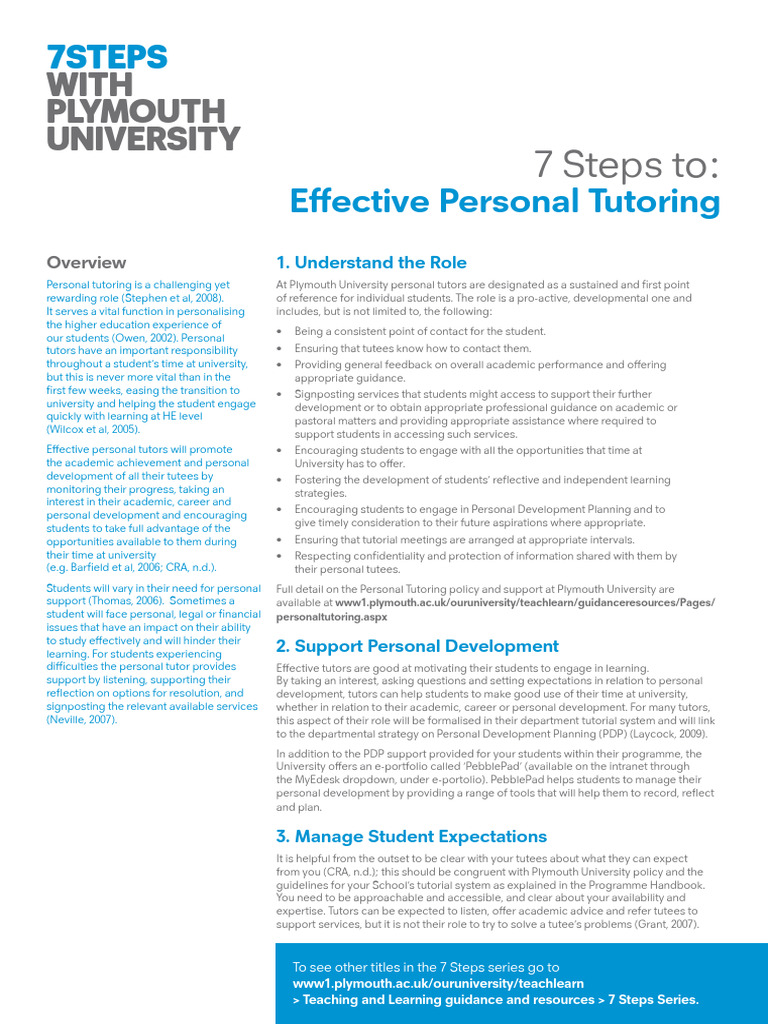 7 Steps To Effective Personal Tutoring 1 | PDF