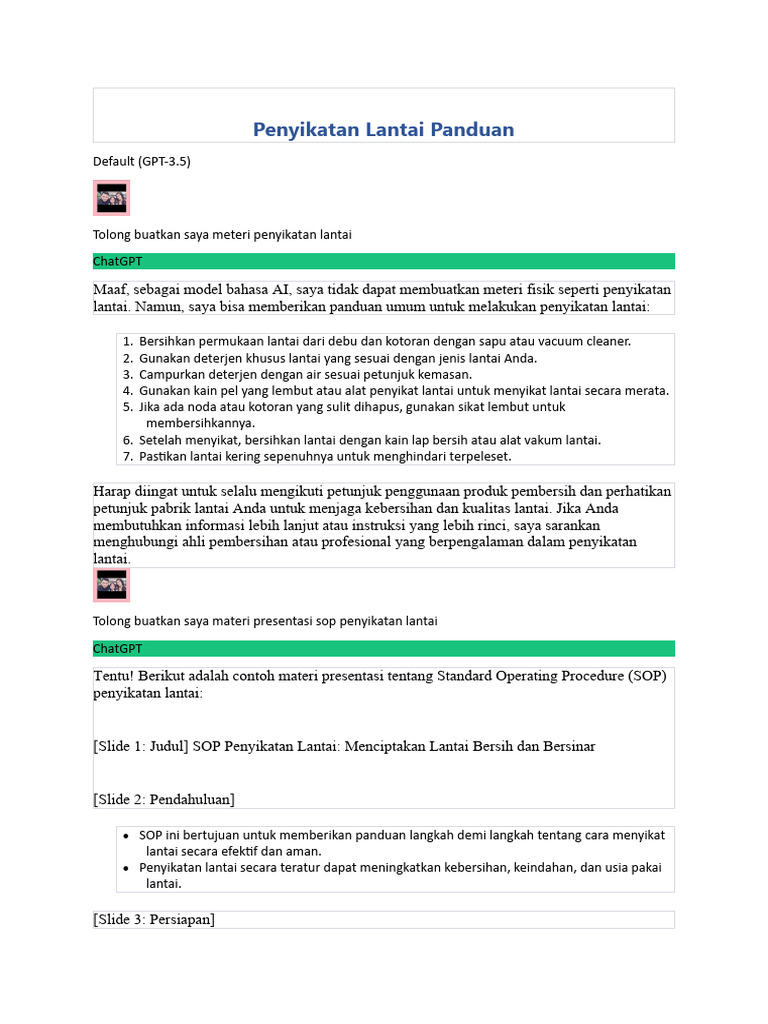 Sop Brashing Lantai | PDF