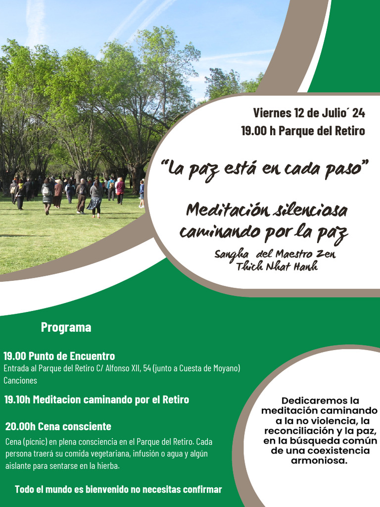 "La Paz Está en Cada Paso" Meditación Silenciosa Caminando Por La Paz | PDF